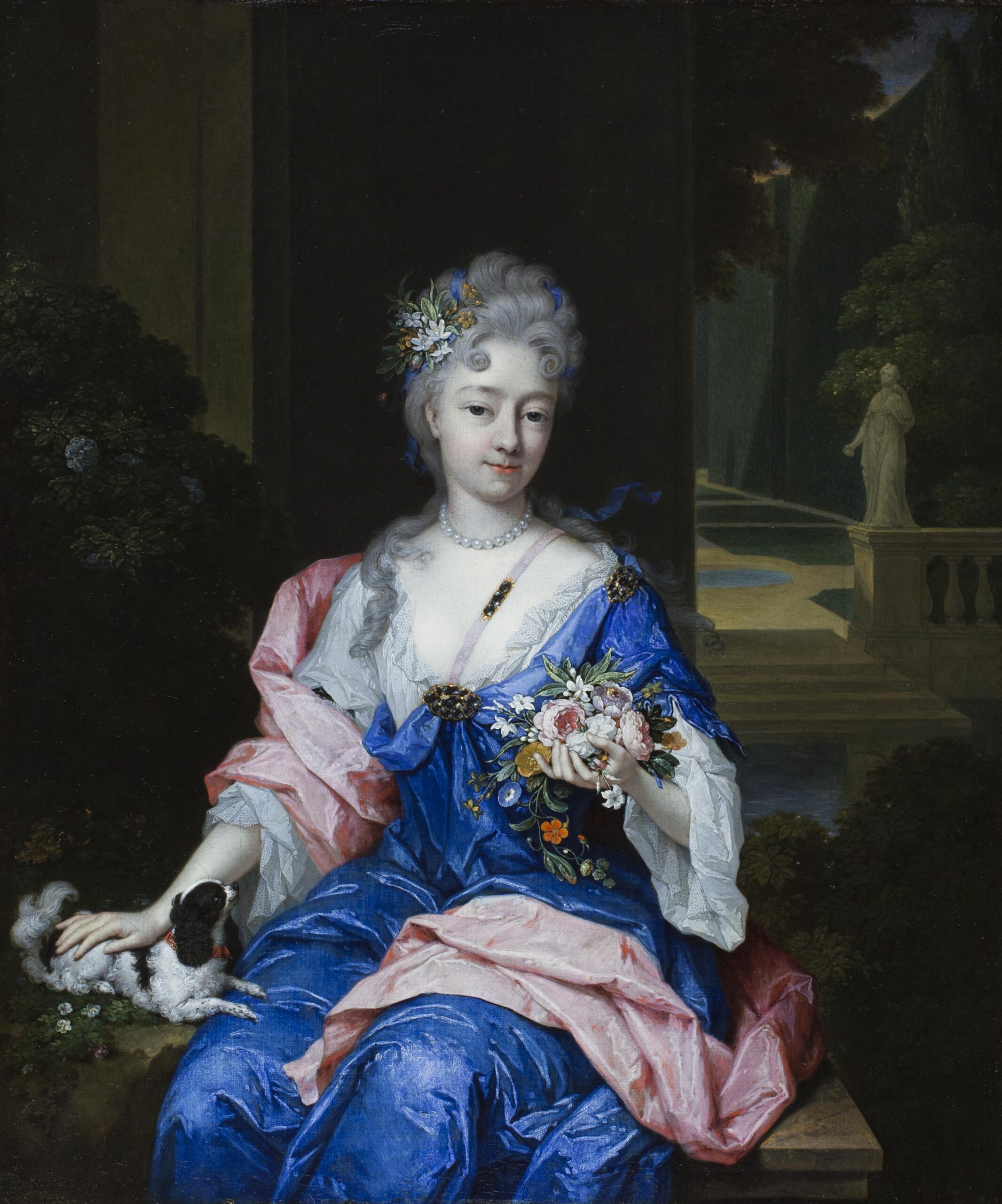 A Pair of Portraits of a Gentleman and his Wife with their pet Dogs ...