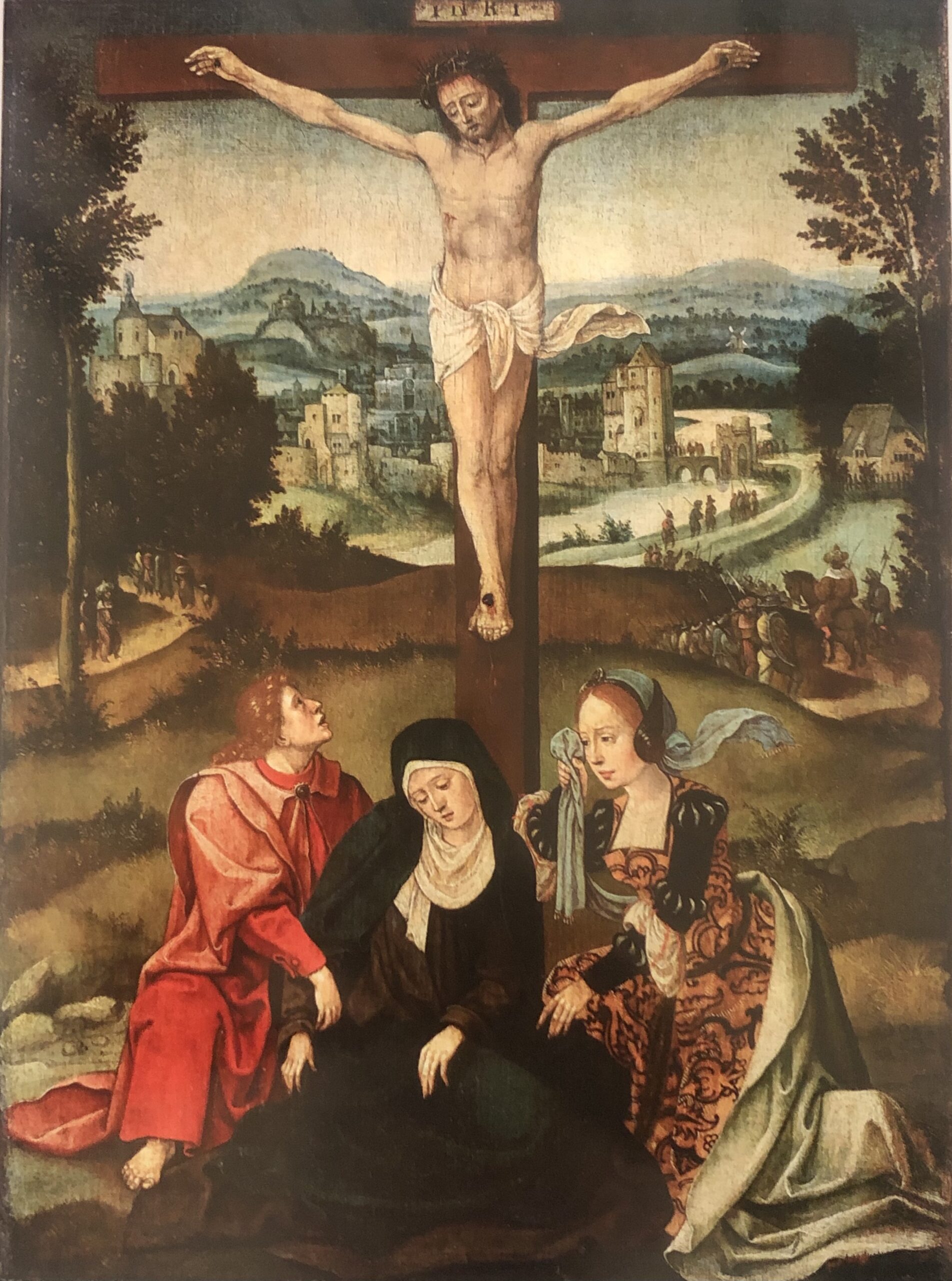 Christ on the Cross, with the Virgin Mary at the Foot of the Cross being comforted by Mary ...