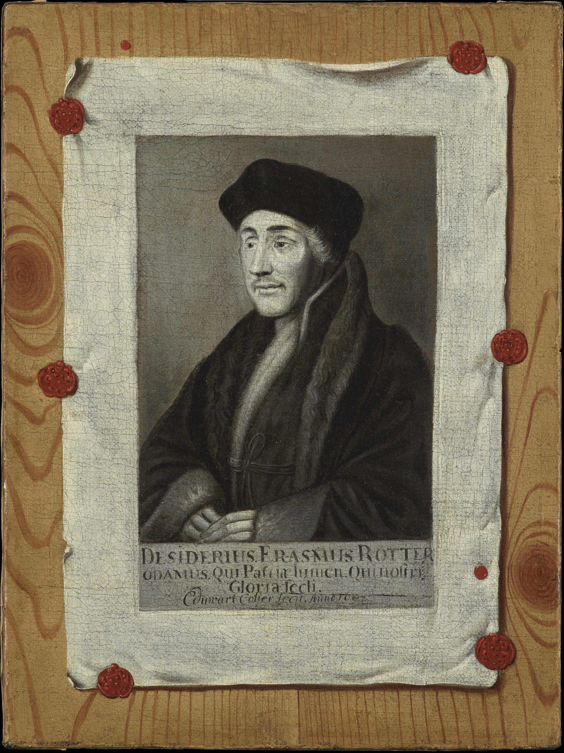 A Trompe l'Oeil with a Portrait of Erasmus - Rafael VallsRafael Valls