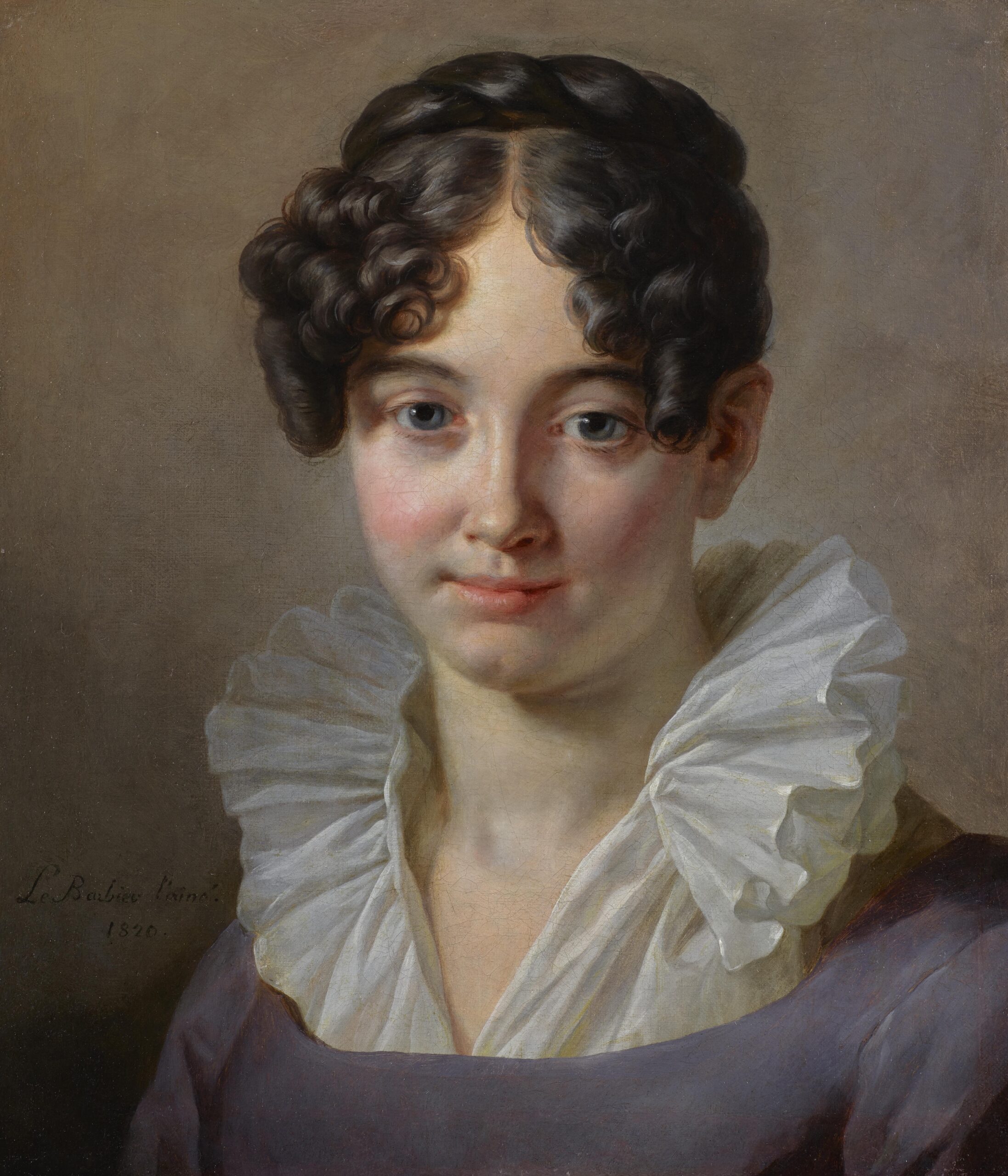 A Portrait of a Young Lady, wearing a Grey Dress with a White Ruff ...