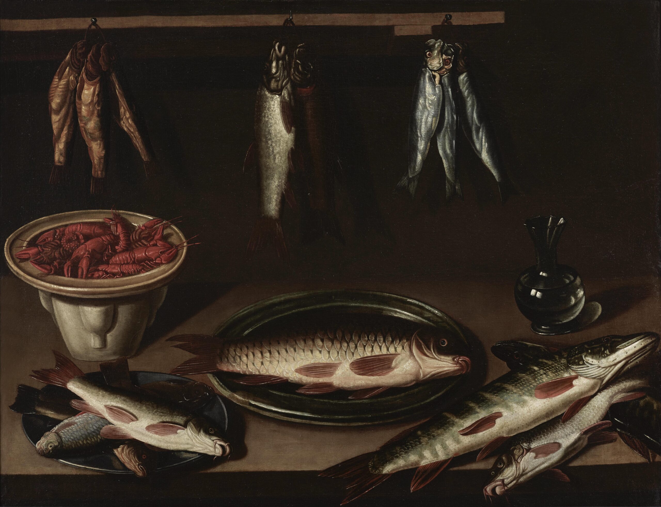 A Still Life of Fish including Carp, Perch, Pike, dried and smoked ...