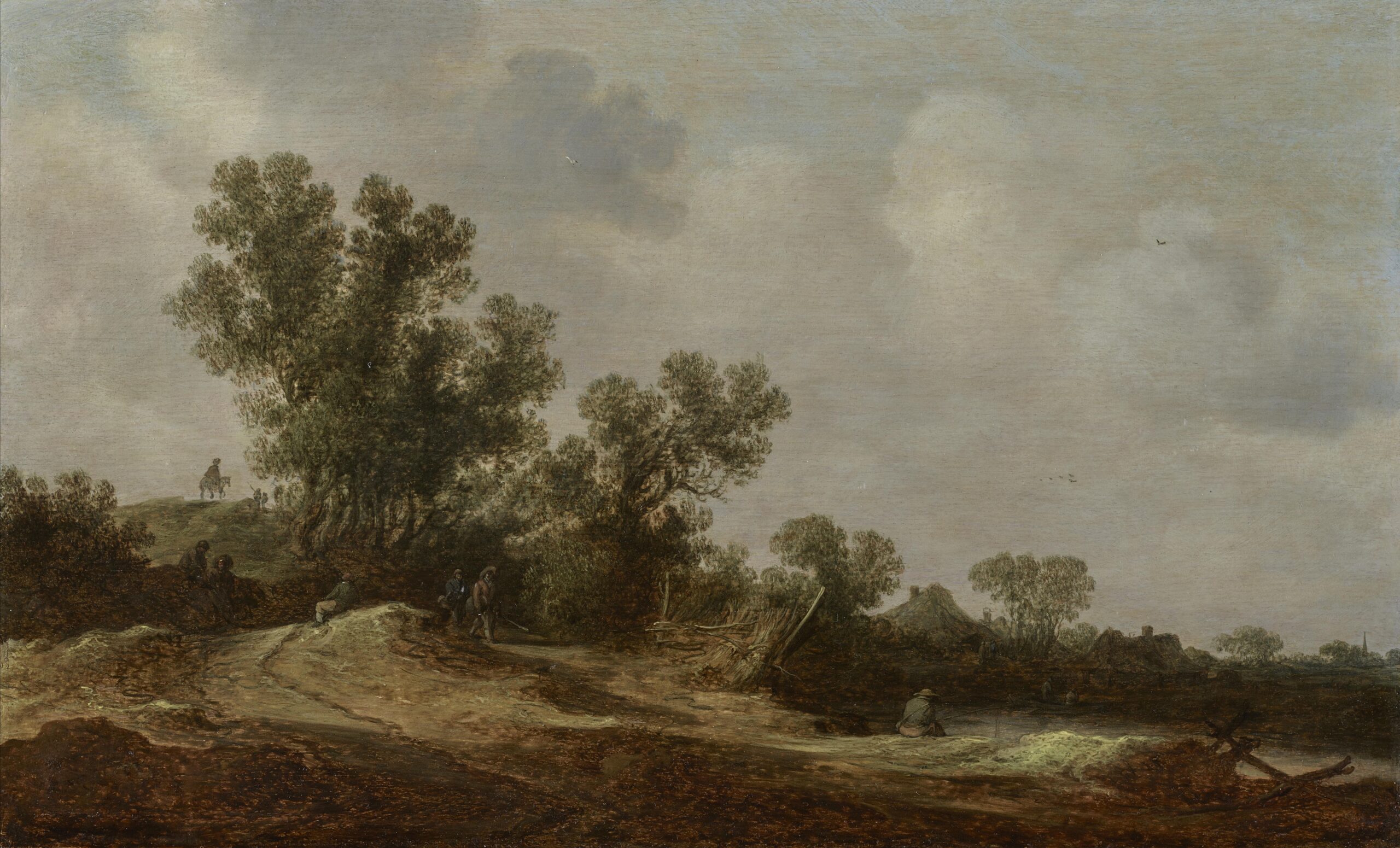 Travellers and a Fisherman in a Dune Landscape - Rafael VallsRafael Valls